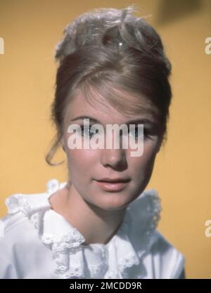 Actress Yvette Mimieux poses in a white bikini during rehearsals on the ...