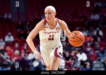 Arkansas guard Rylee Langerman (11) against California during an NCAA ...