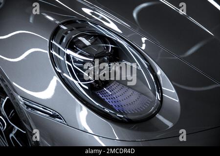 Design of the headlights with Led Matrix System. Red and white Porsche ...