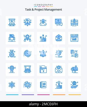 Task And Project Management 25 Blue icon pack including tourist. plane ...