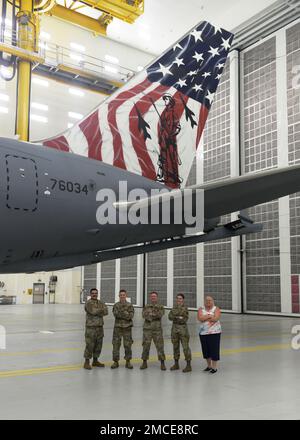 From right, 157th Air Refueling Wing Command Chief Master Sgt. Kevin ...