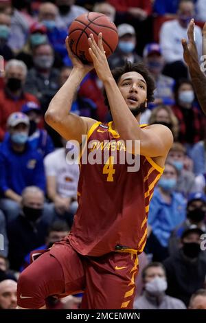 Iowa State forward George Conditt IV (4) celebrates with teammates on ...