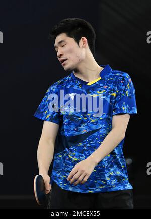 Doha, Qatar. 21st Jan, 2023. Yu Ziyang/Zhou Kai (R) of China celebrate ...