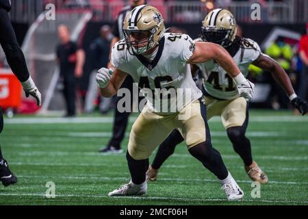 New Orleans Saints fullback Adam Prentice (46) runs through drills at ...