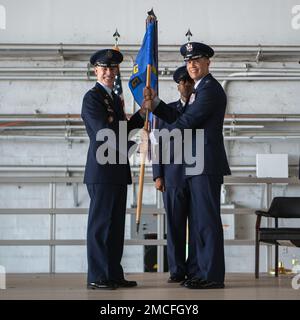 Col. Benjamin R. Jonsson, the 6th Air Refueling Wing commander, pins a ...