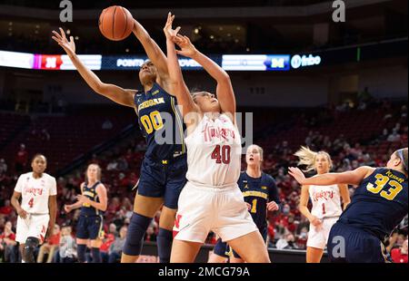 Nebraska's Alexis Markowski (40) reaches for a rebound against Indiana ...