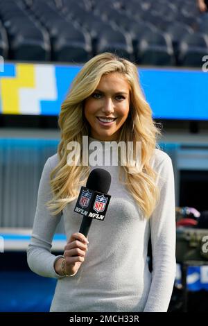 NFL Network reporter Taylor Bisciotti is seen before an NFL football ...