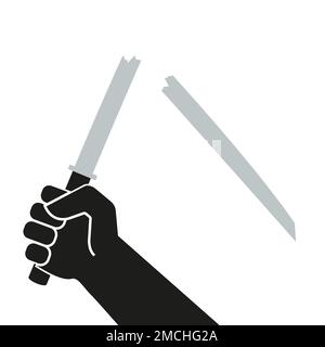 Broken sword. Defeat, loss, victory. Samurai katana cut in half. Flat ...
