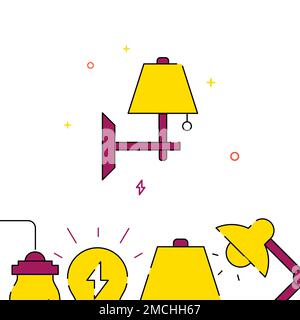 Wall lamp, sconce simple line icon. Lamp symbol, pictogram, sign ...