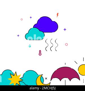 Foggy weather simple line icon, symbol, pictogram, sign isolated on ...