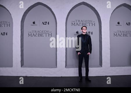 Actor Lucas Barker, who plays Fleance in the film, arrives at the ...