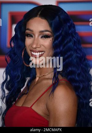 Sasha Banks arrives at the premiere of "Spider-Man: No Way Home" at the ...