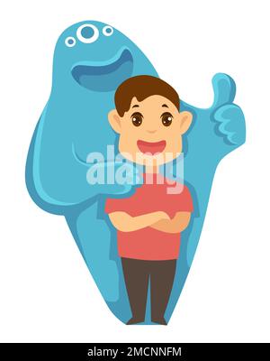 Imaginary friend boy and monster childhood overcoming fear vector ...