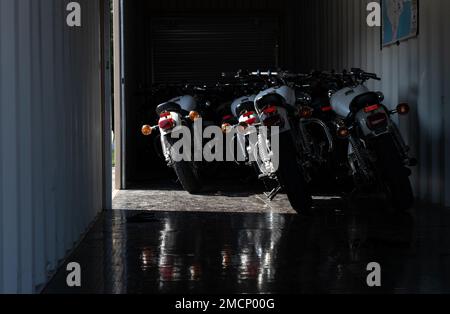 Motorcycles are staged for the Basic RiderCourse (BRC) at the ...