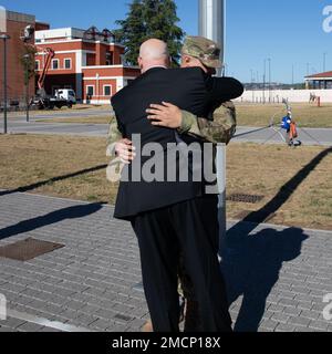 Sgt. 1st Class Taylor Strack stands at attention alongside Maj. Gen ...
