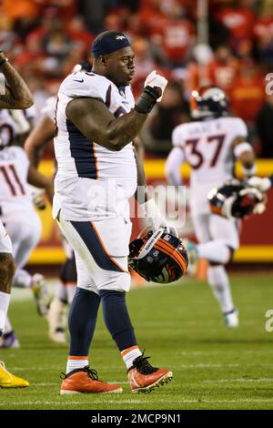 Denver Broncos defensive end DeShawn Williams takes part in drills ...