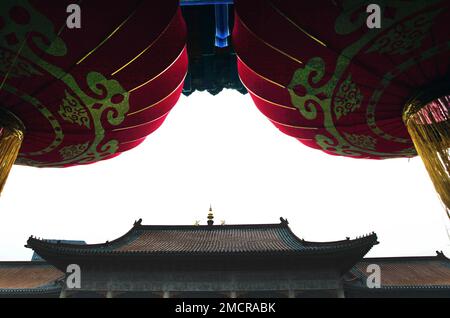 SHENYANG, CHINA - JANUARY 22, 2023 - People come to the Shisheng Temple ...