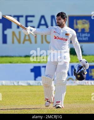 Sri Lankan batsman Dhananjaya de Silva plays a shot during the fourth ...