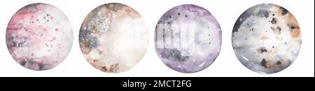 Watercolor Planets and Moon Phases Clipart, crescent clipart, Celestial ...