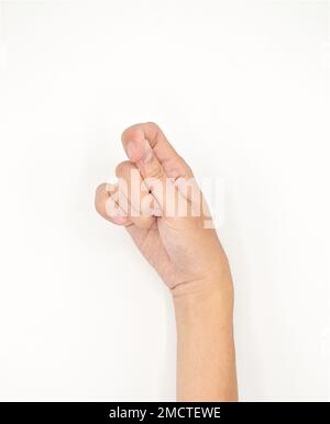 Cerebral palsy hand in Southeast Asian young male patient. Typically ...