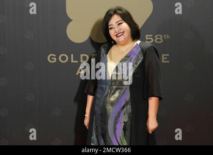 Taiwanese actress Chung Hsin-Ling, left, and Singaporean actor ...
