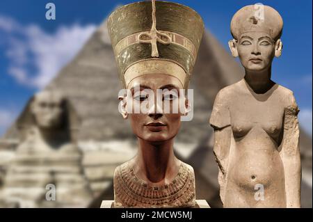 Original bust of Queen Nefertiti of Pharaoh Amenhotep IV Egyptian ...