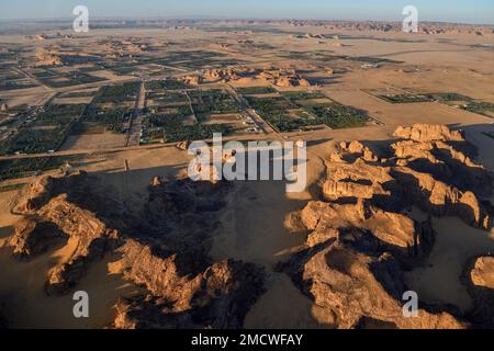 Al-Ula Oasis, aerial view, AlUla region, Medina province, Saudi Arabia ...