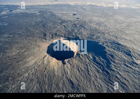 Harrat Khaybar volcanic landscape, aerial view, near Khaybar, Medina ...