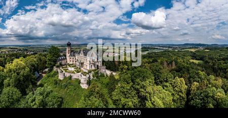 Aerial view, Callenberg Castle, hunting lodge and summer palace of the ...