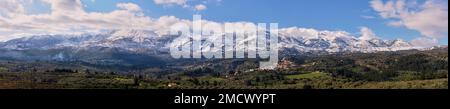 Spring in Crete, Paidochori village, Lefka Ori, White mountains, Snow ...