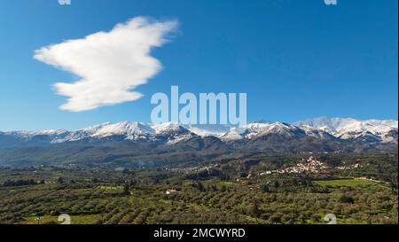 Spring in Crete, Snow-capped mountains, Ida Massif, Psiloritis, Central ...