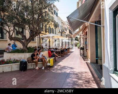 Pedestrian zone in Mao, Mahon, Menorca, Spain Stock Photo - Alamy