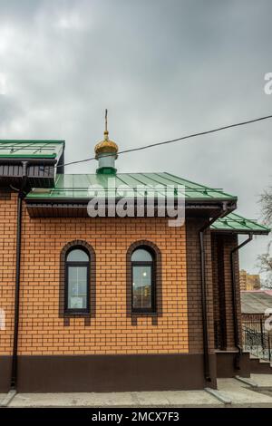 Temple of Seraphim of Sarov against a cloudy sky. The photo was taken ...
