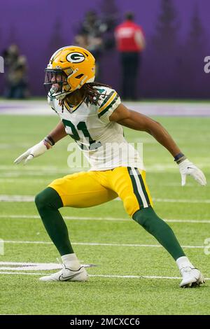 Green Bay Packers cornerback Eric Stokes (21) in action during an NFL ...