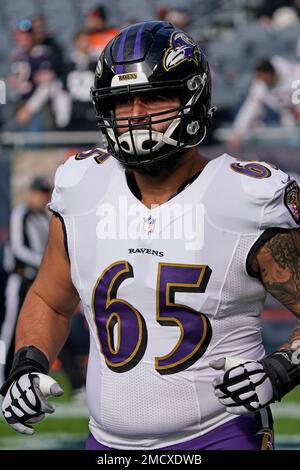 Baltimore Ravens offensive tackle Patrick Mekari looks on before an NFL ...