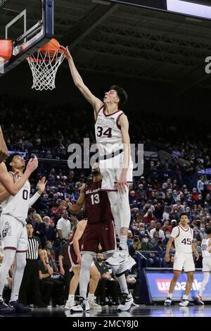 Gonzaga center Chet Holmgren dunks during the second half of an NCAA ...