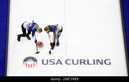 Team Christensen's Vicky Persinger, left, and Taylor Anderson sweep to ...