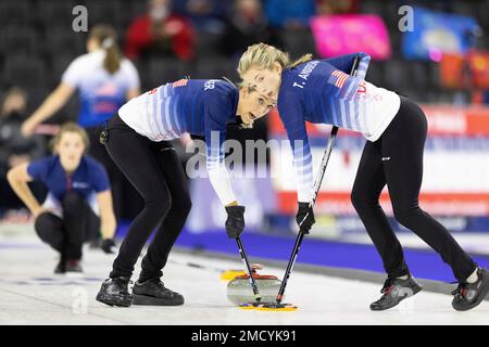 Team Christensen's Vicky Persinger, left, and Taylor Anderson sweep to ...