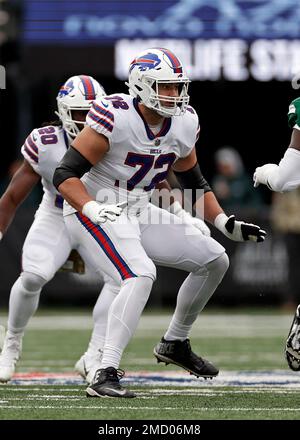 Buffalo Bills offensive tackle Tommy Doyle (72) is taken off the field ...