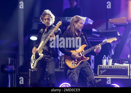 Juan Calleros, left and Cesar "Vampiro" Lopez of the Mexican rock band ...