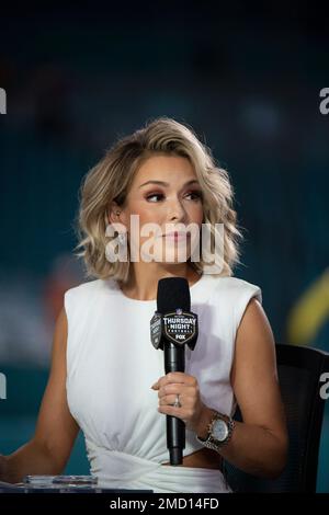 NFL Network host Colleen Wolfe on the sideline set before an NFL ...