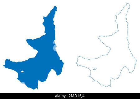 Lake Batak Reservoir (Republic of Bulgaria) map vector illustration ...