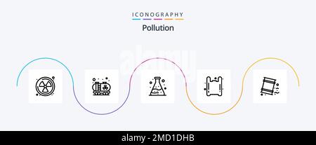 Pollution Line 5 Icon Pack Including pollution. water. flask. water. pollution Stock Vector ...