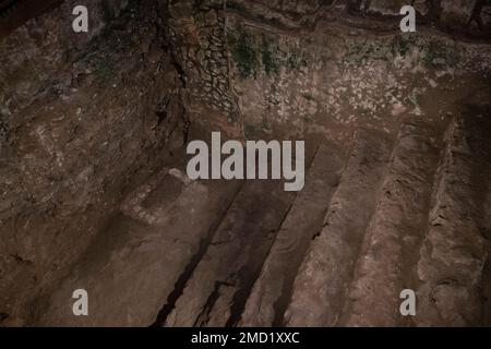 Rock cut Mikveh Jewish ritual purification bath from the second temple ...