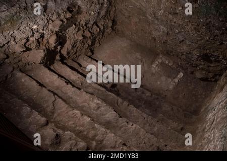 Rock cut Mikveh Jewish ritual purification baths from the second temple ...