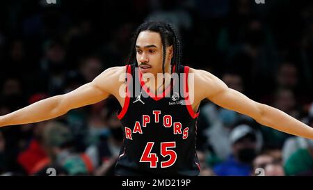 Toronto Raptors' Dalano Banton plays during a preseason NBA basketball ...