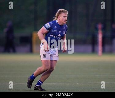 Brad Fash #13 of Hull FC in action during the Rugby League Pre Season ...
