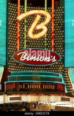 Main Entrance Sign to Binions Gambling Hall & Hotel, Fremont Street ...