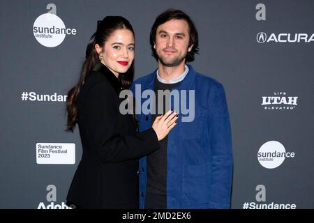 Molly Gordon and Nick Lieberman attend the premiere of "Theater Camp ...