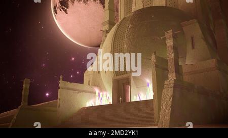 Fantasy landscape, explorer and archaeologist. Ancient civilizations ...